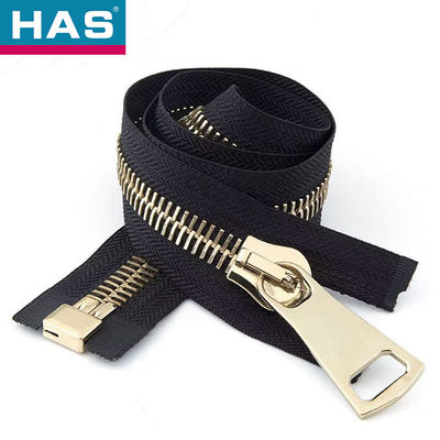 Metal #12 Separating Zippers 27 Inch Metal Jacket Zipper Gold Teeth